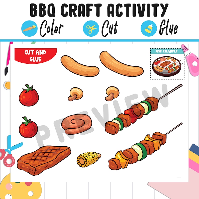Barbeque Craft Ideas, BBQ Craft Activity - Color, Cut, and Glue for ...