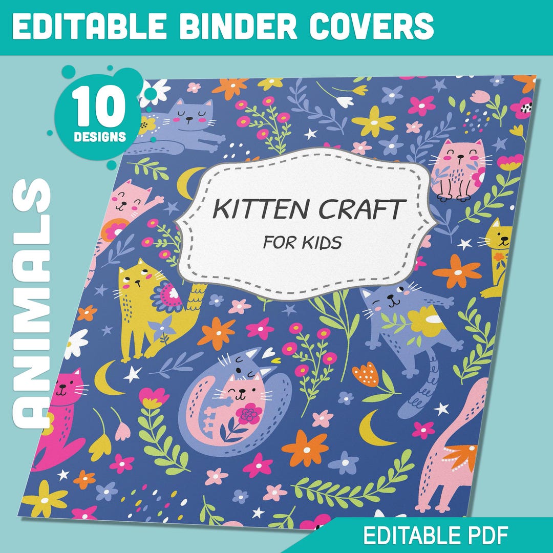 Cute Funny Animals Binder Cover, 10 Printable & Editable Binder Covers ...