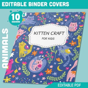 Cute Funny Animals Binder Cover, 10 Printable & Editable Binder Covers ...