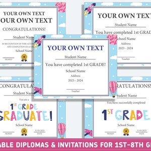 Editable 5th Grade Awards, 1st to 8th Grade Diploma, Certificate of ...