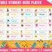 Student Desk Plates, 30 Printable/editable Fun Summer Classroom Name ...