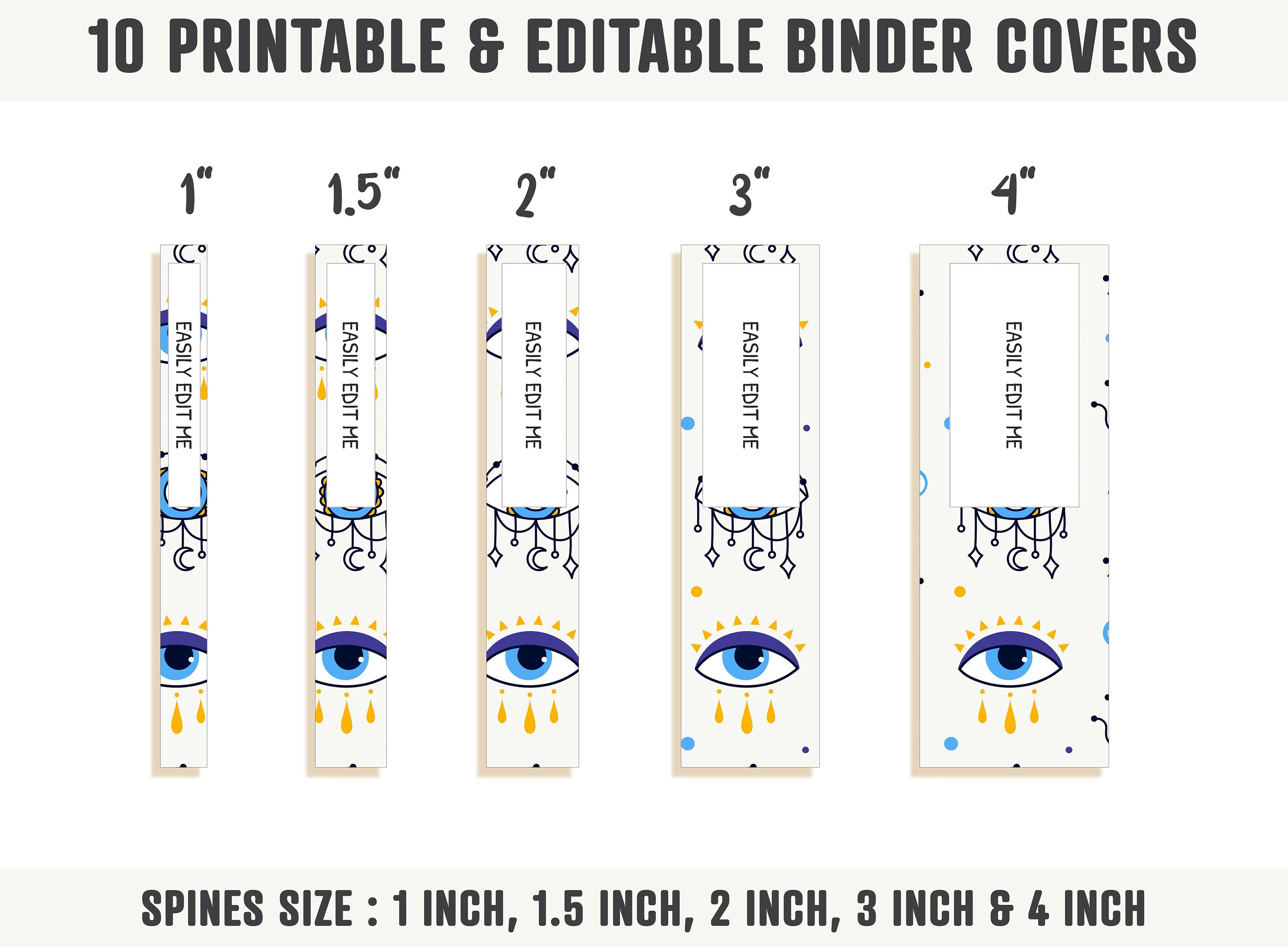Eye Binder Cover Printable Editable, 10 Covers+spines, Binder Insert ...