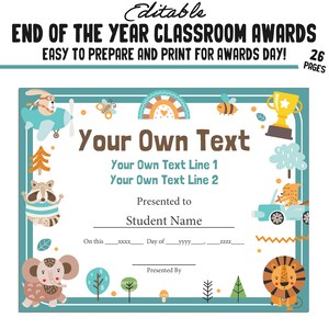 Editable End-of-year Class Superlatives Awards Certificates for Pre-k ...