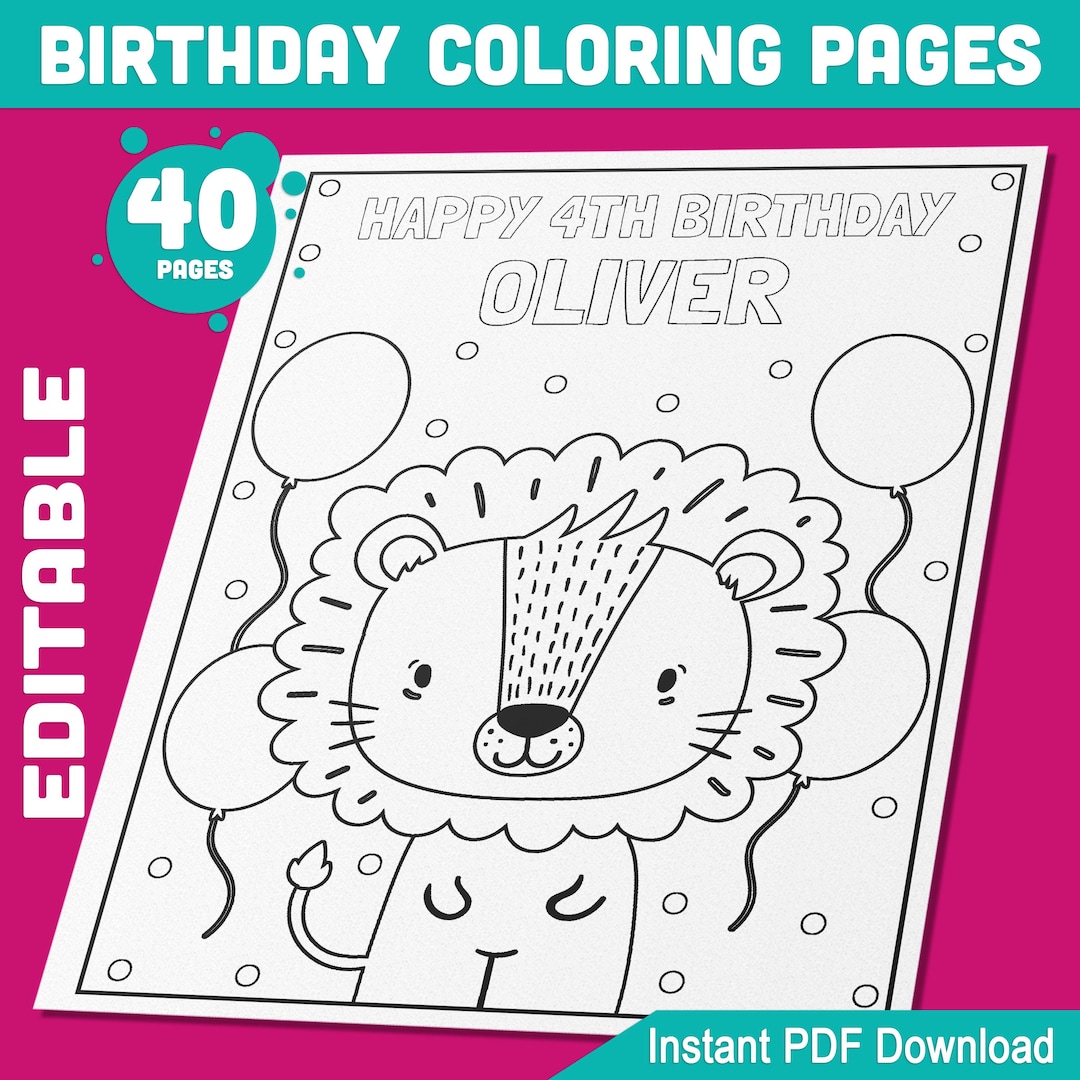 Birthday Coloring Pages: 40 Printable and Editable Sheets With ...