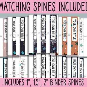 10 Editable Starry Binder Covers, Includes 1", 1.5", 2" Spines ...