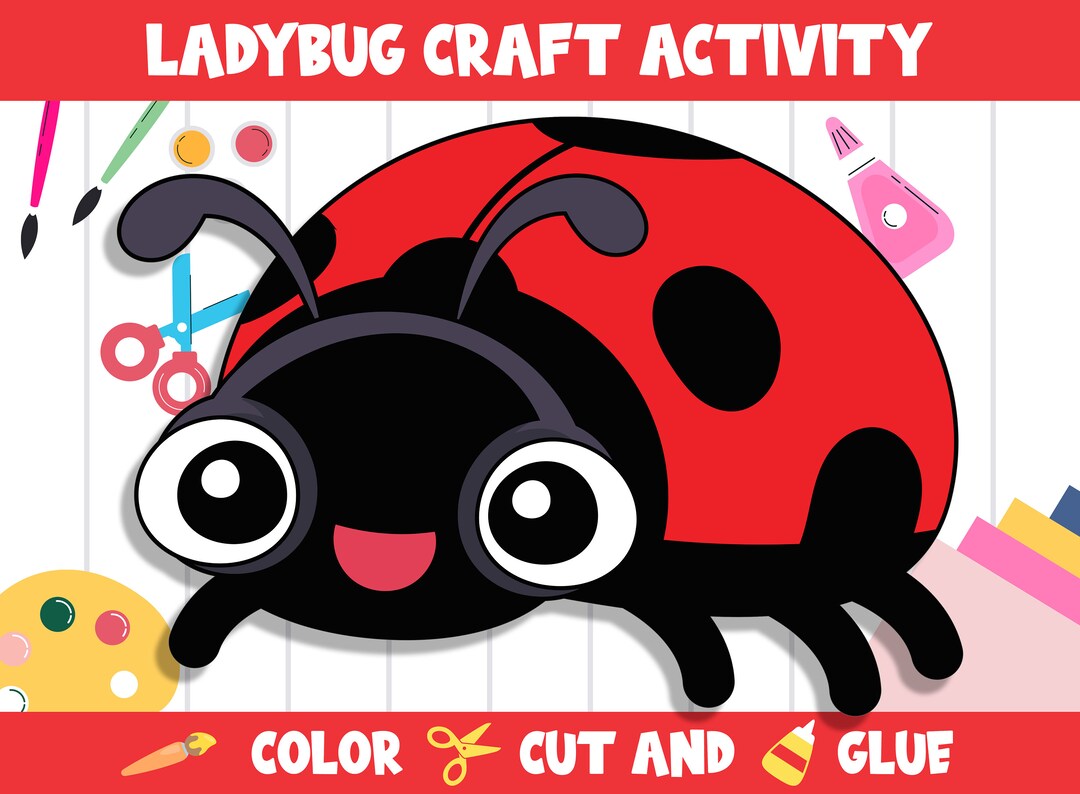 Cute Ladybug Craft Activity - Color, Cut, and Glue for Prek to 2nd ...