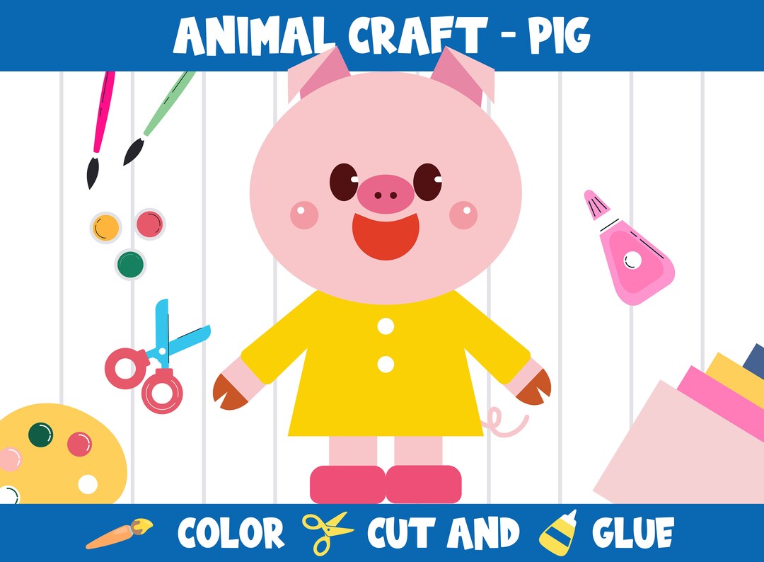 Animal Craft Activity - Pig : Color, Cut, and Glue for Prek to 2nd ...