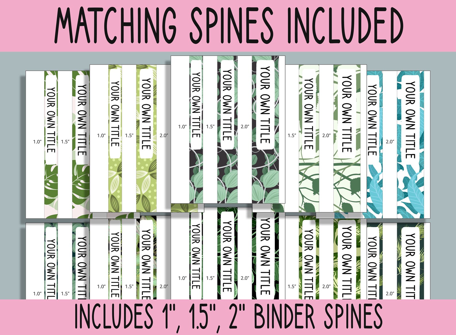 10 Editable Green Leaves Binder Covers Includes 1 - Etsy