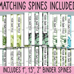 10 Editable Green Leaves Binder Covers, Includes 1", 1.5", 2" Spines ...