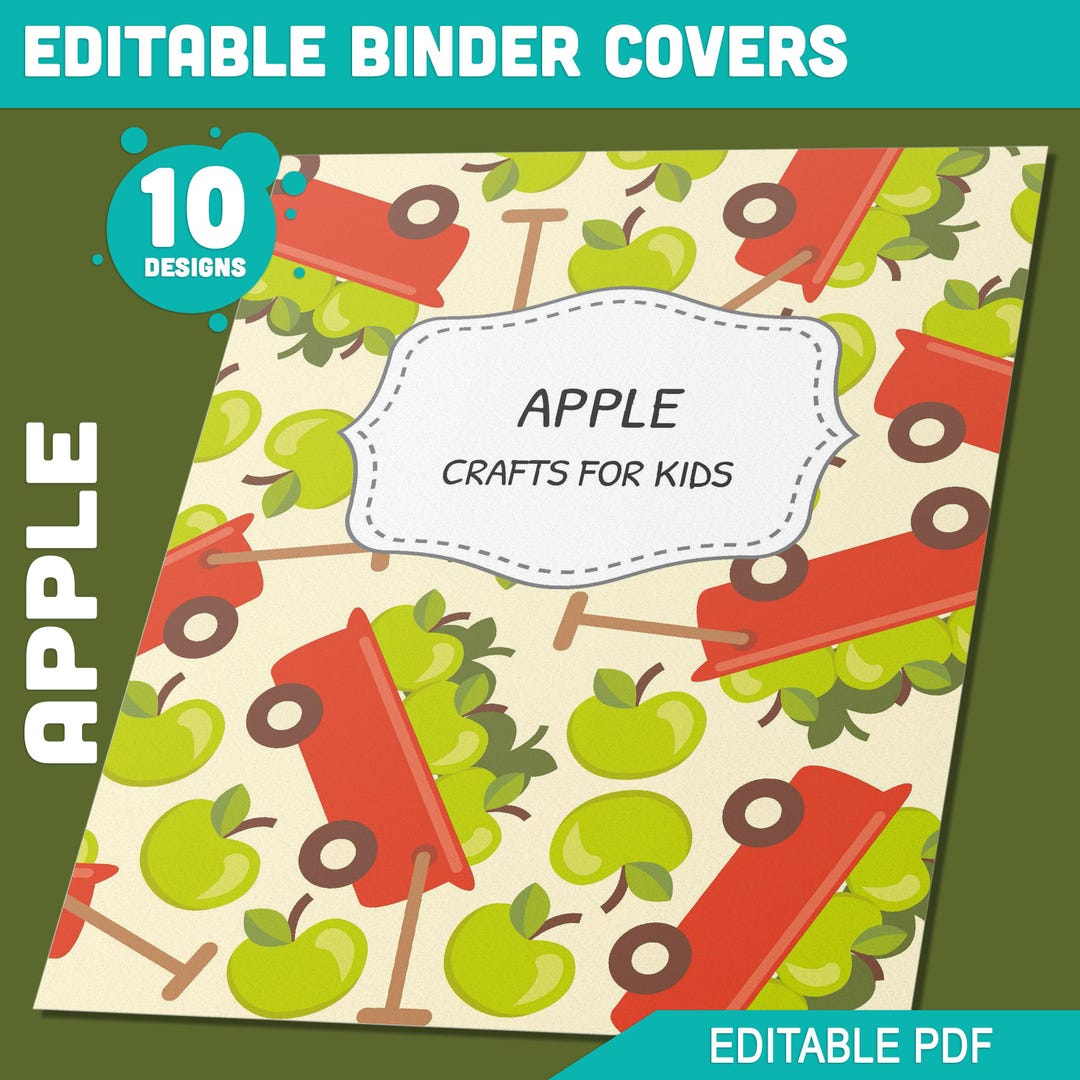 Love the Apples Binder Cover, 10 Printable & Editable Binder Covers ...