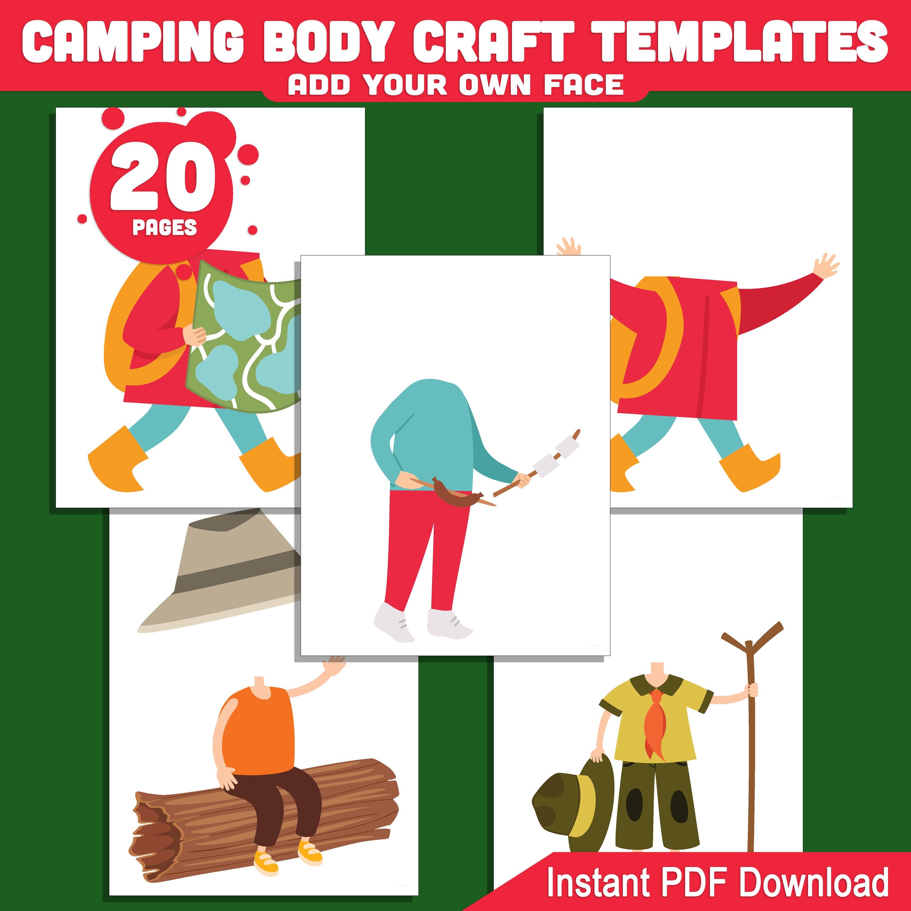 Camping Body Craft Templates, Add Your Own Face, Summer Activity With ...
