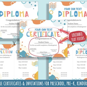 Modern Editable Graduation Certificates, Diplomas, Invitations Template ...