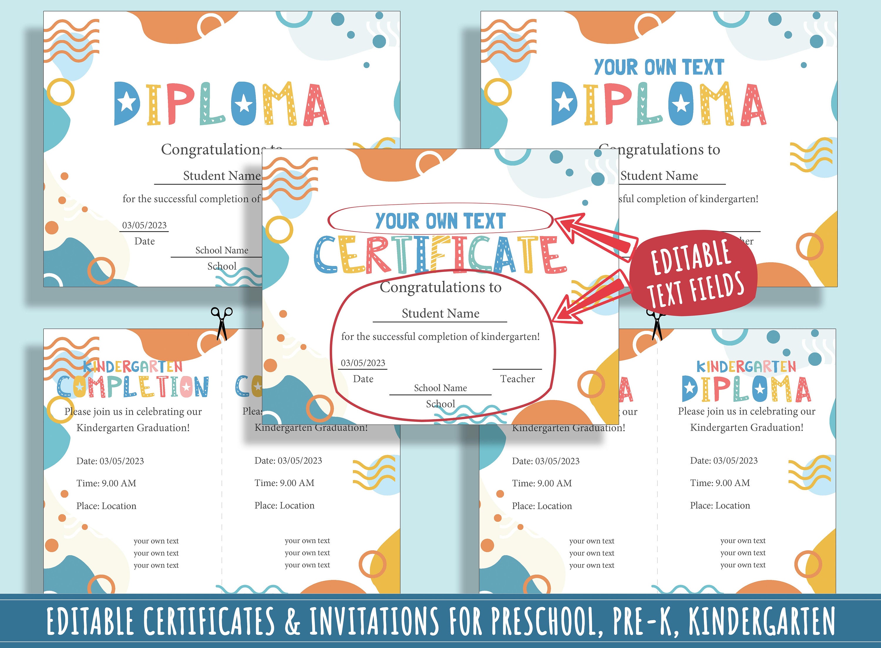 Modern Editable Graduation Certificates, Diplomas, Invitations Template ...