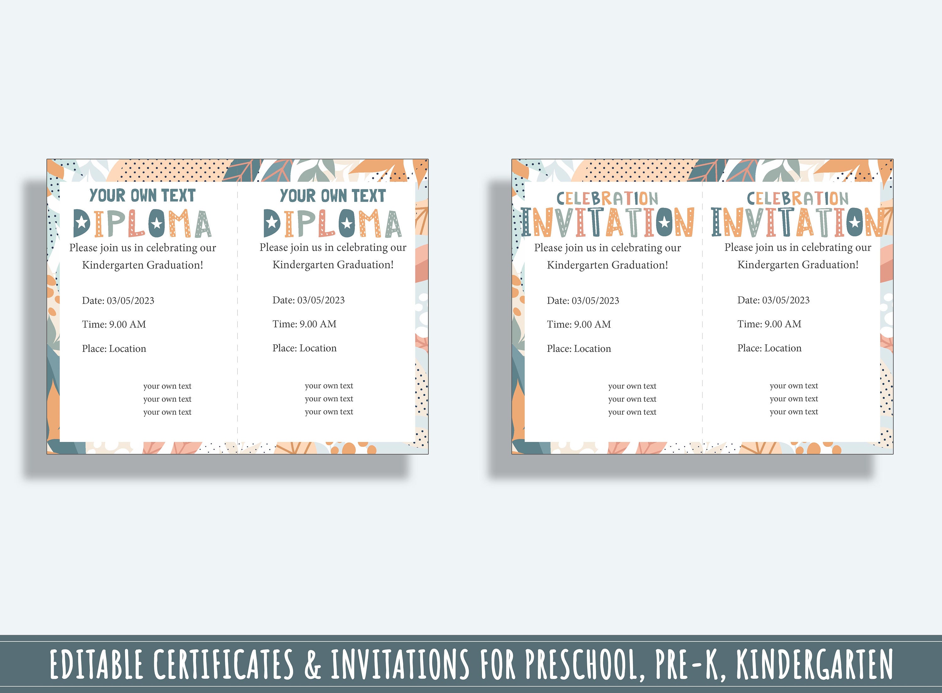 37 Pages of Editable Diploma, Certificate, and Invitation Templates for ...