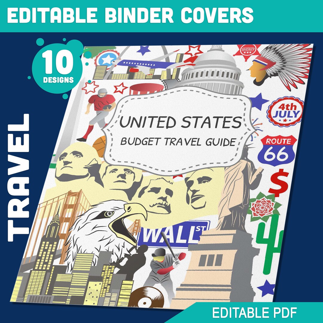 Cultural Travel Binder Cover, 10 Printable & Editable Binder Covers ...