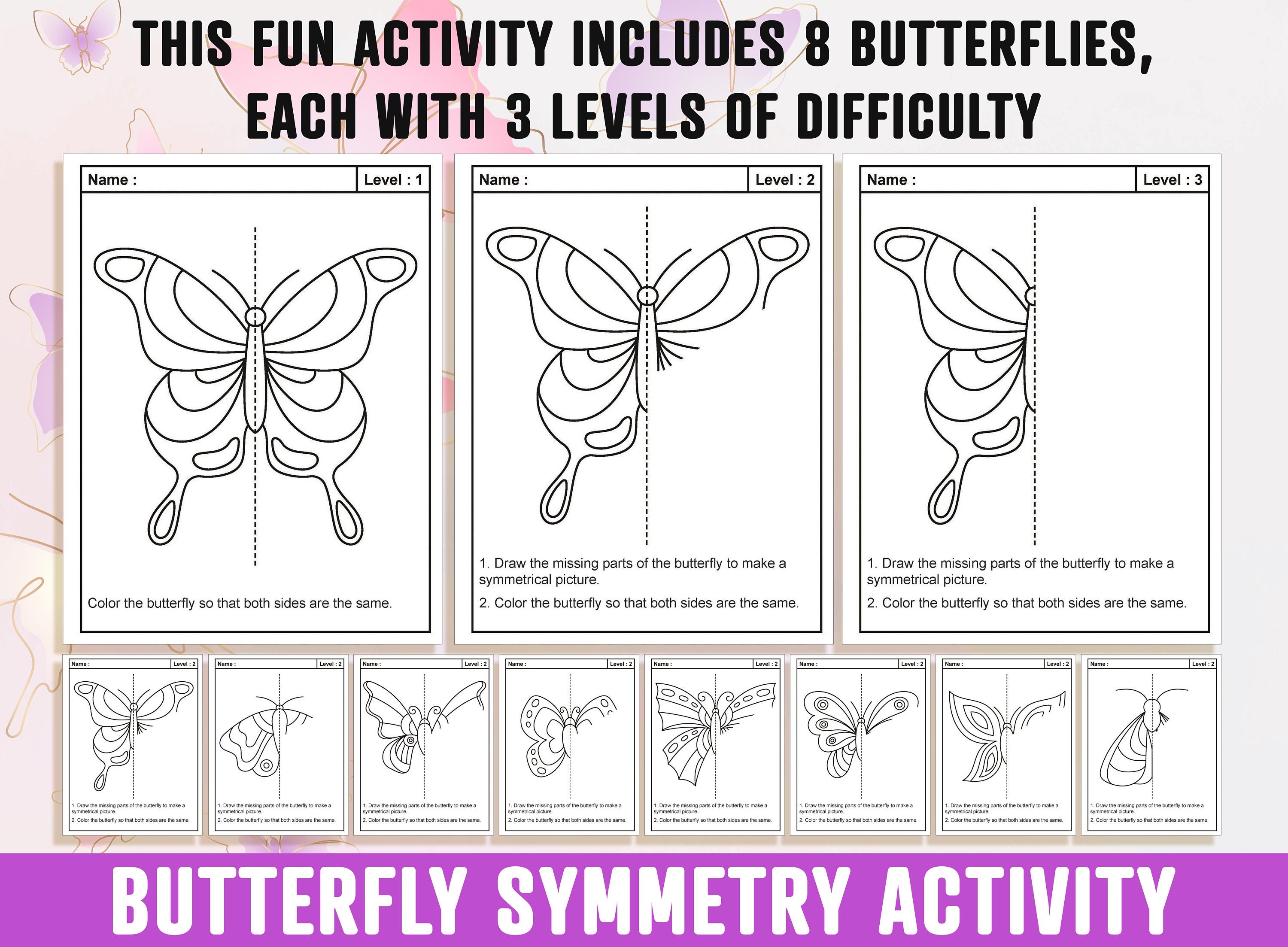 Butterfly Symmetry Worksheet, Butterfly Theme Lines of Symmetry ...