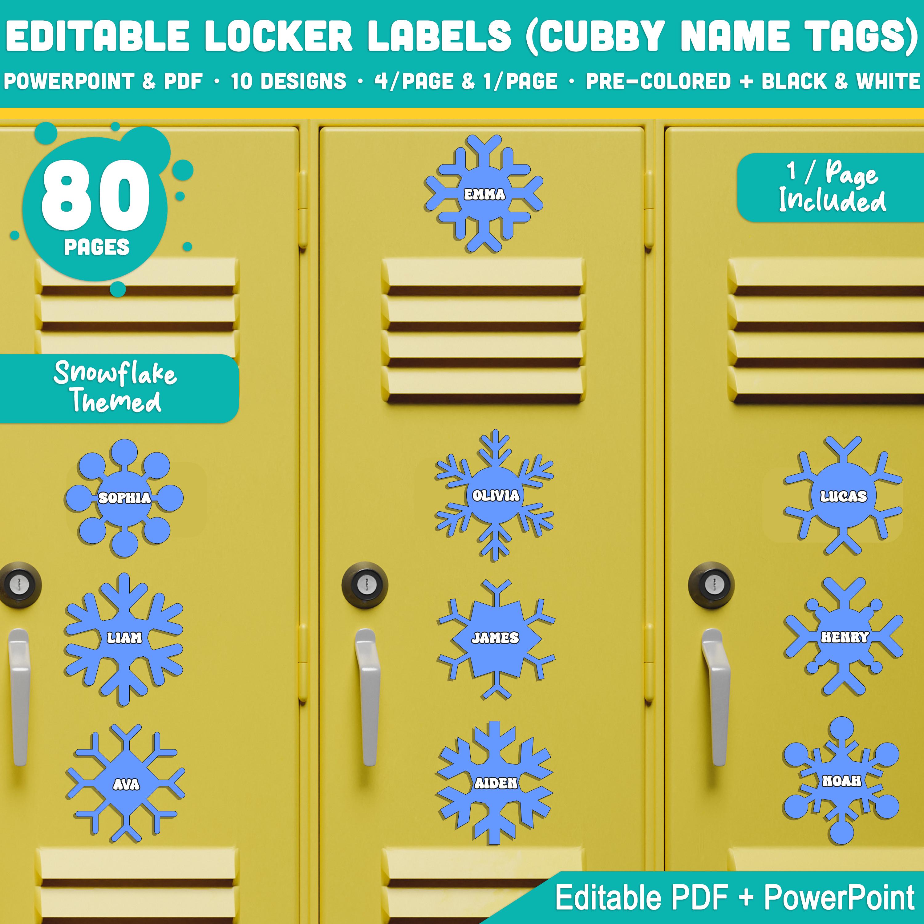 Editable Locker Labels, Cubby Name Tags, Snowflake Themed, Pre-colored ...