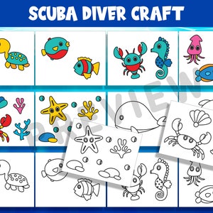 Underwater Adventures Craft Bundle: Scuba Diver and Ocean Animals ...