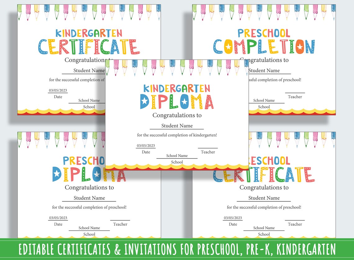 Fun and Colorful Certificate and Invitation Collection: 37 Editable ...