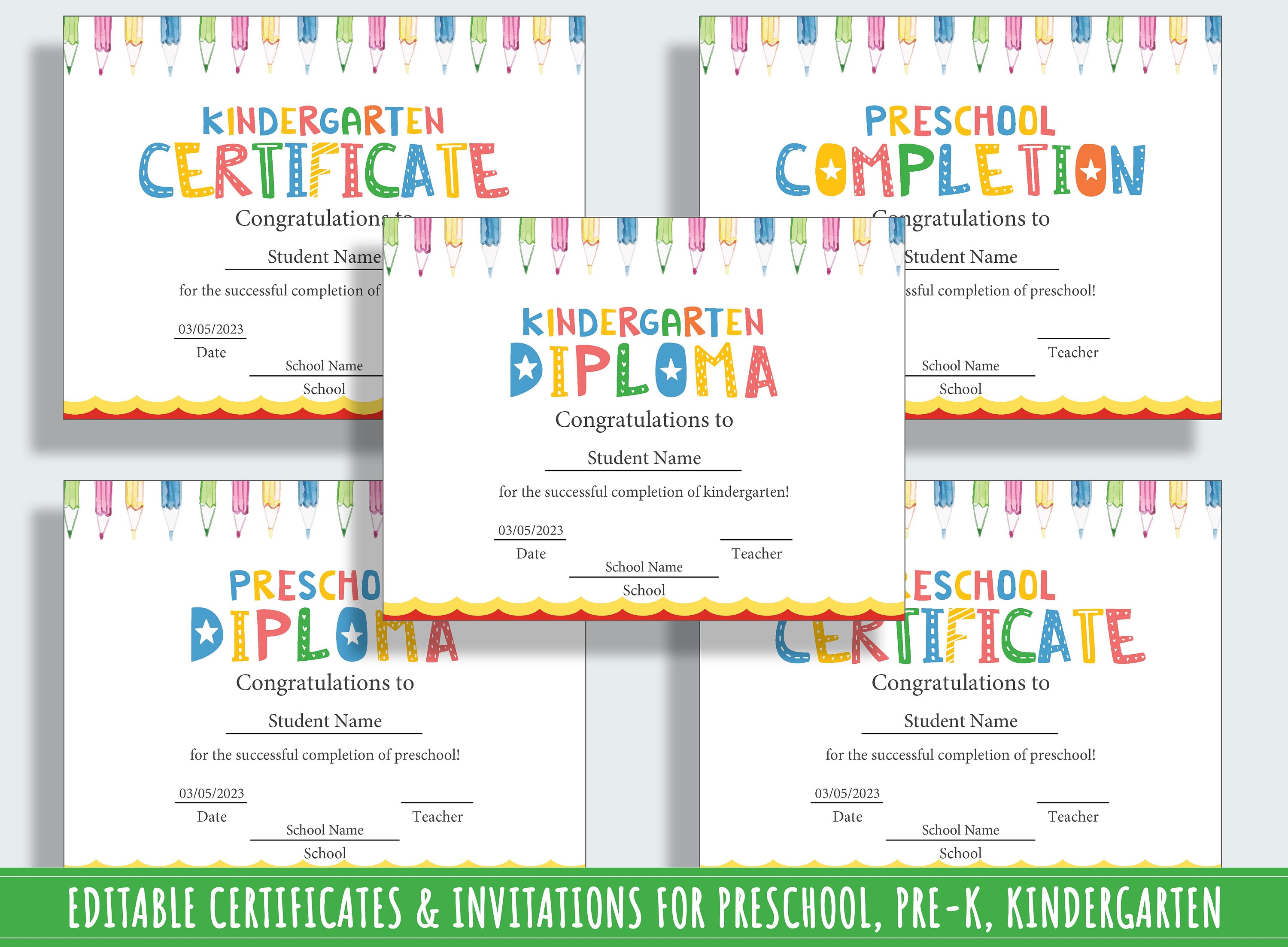 Fun and Colorful Certificate and Invitation Collection: 37 Editable ...