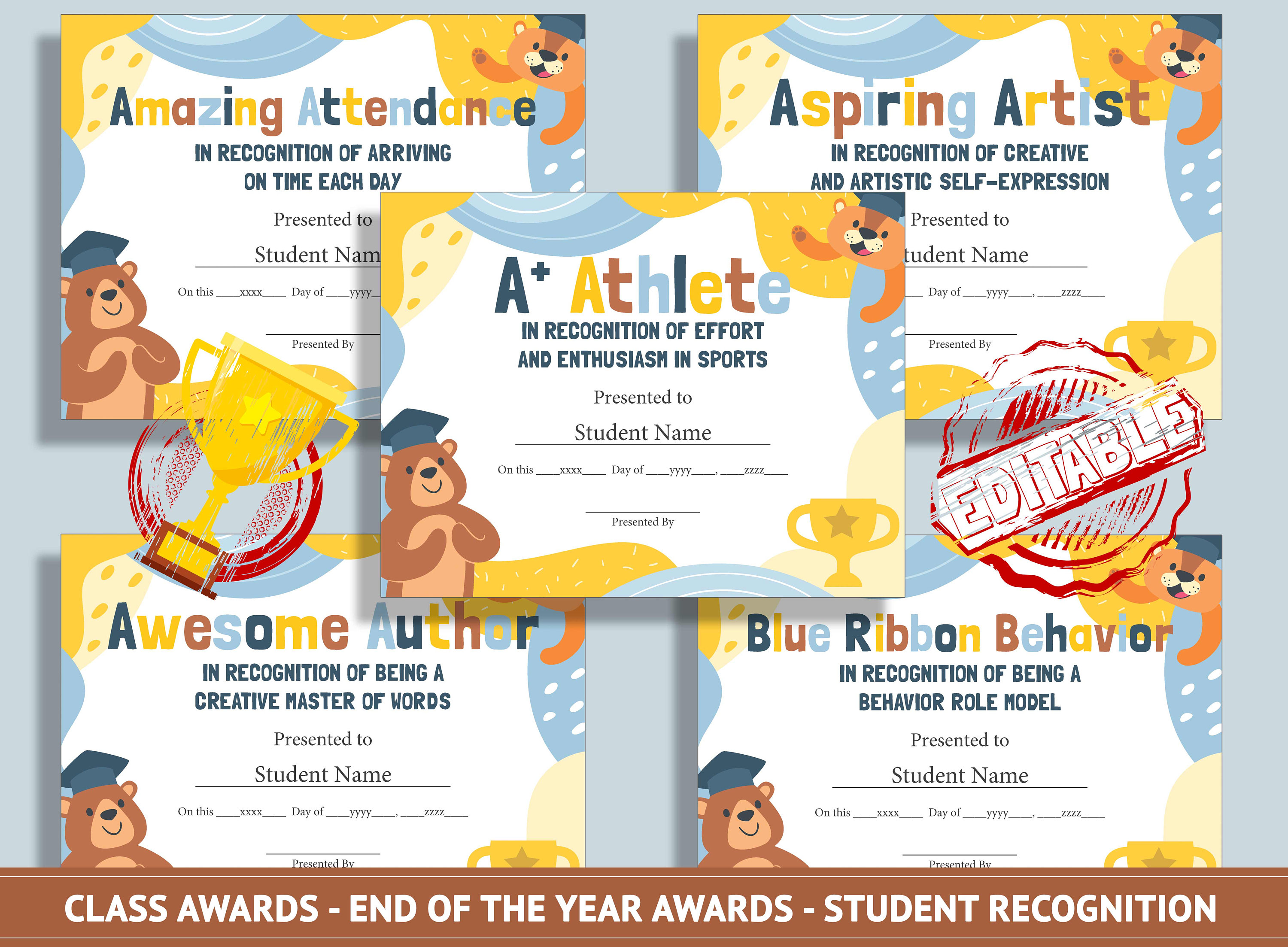 Editable Superlative Awards, End of the Year Classroom Awards, Student ...