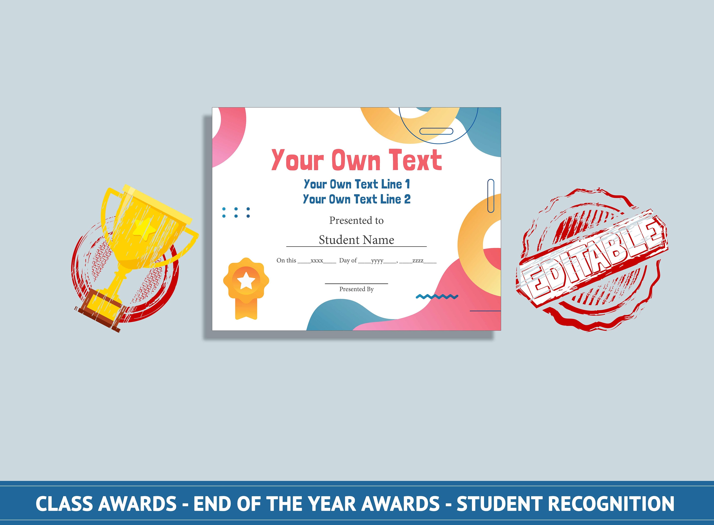 Editable Class Awards End of the Year Awards Student Recognition, PDF ...