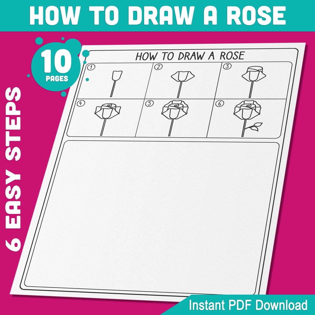 How to Draw Roses for Kids: 5 Step-by-step Tutorials + 5 Fun Coloring ...