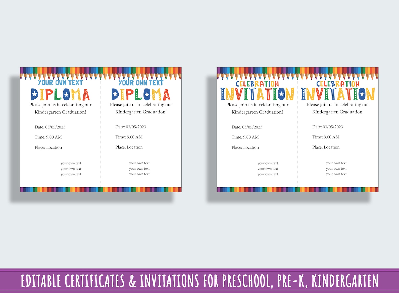 Preschool and Kindergarten Diploma Certificate and - Etsy