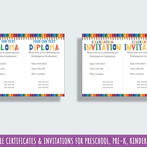 Preschool and Kindergarten Diploma, Certificate, and Invitation ...