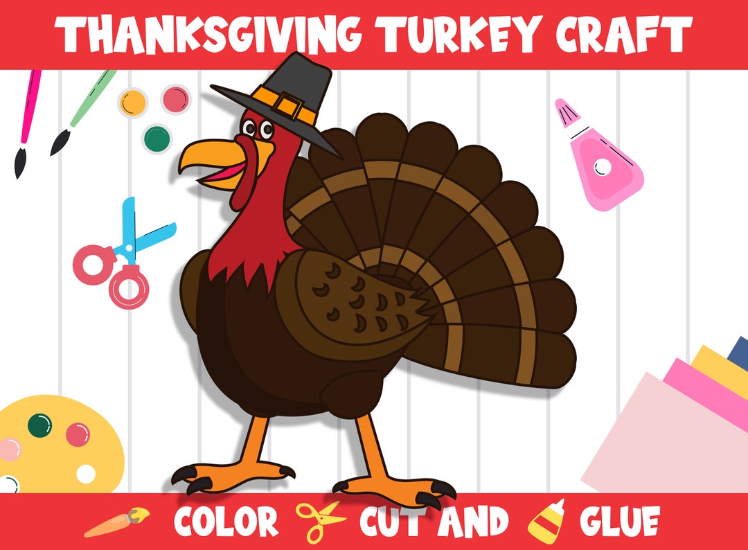 Thanksgiving Turkey Craft Activity - Color, Cut, and Glue for Prek to ...