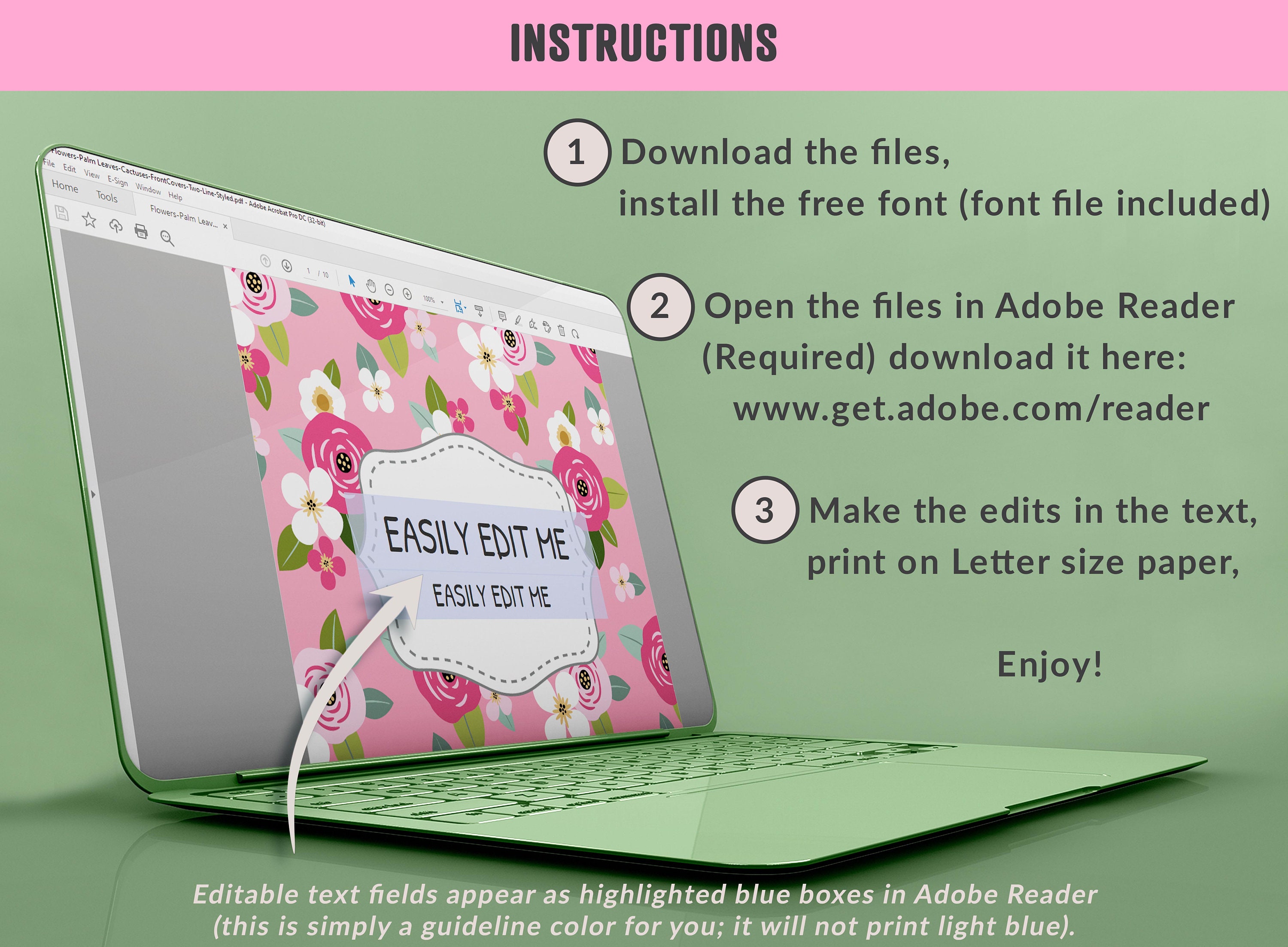 Flowers Palm Leaves Cactuses Binder Cover 10 - Etsy