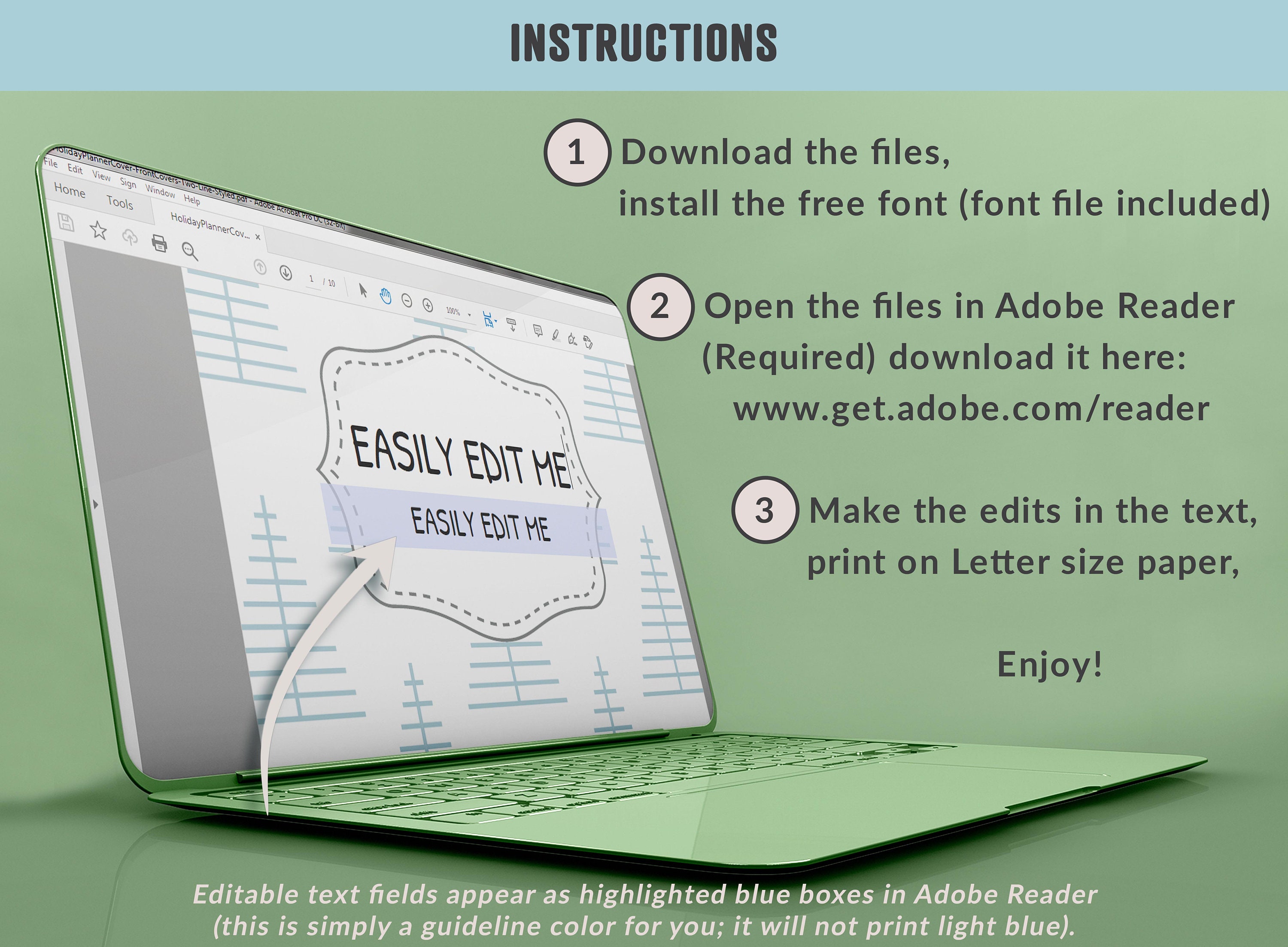 Holiday Planner Cover 10 Editable Binder Covers and Spines - Etsy