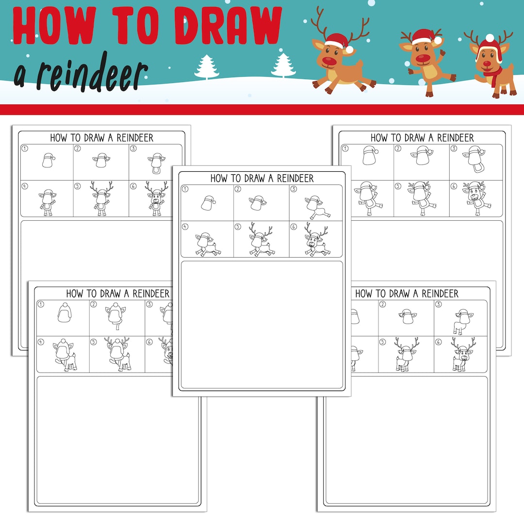 Learn How to Draw a Reindeer: Directed Drawing Step by Step Tutorial ...