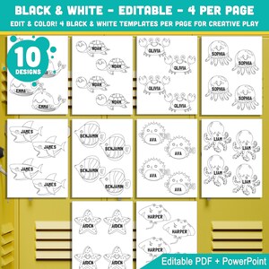 Editable Locker Labels (cubby Name Tags), Sea Animal Themed – 10 ...