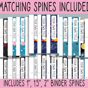 10 Editable Space Binder Covers, Includes 1, 1.5, 2" Spines, Available ...
