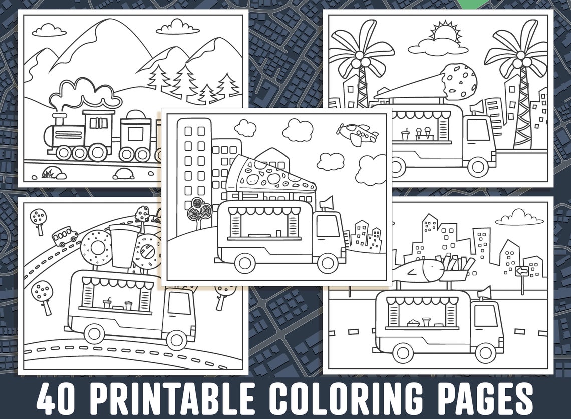 Transportation Coloring Pages 40 Printable Transportation | Etsy