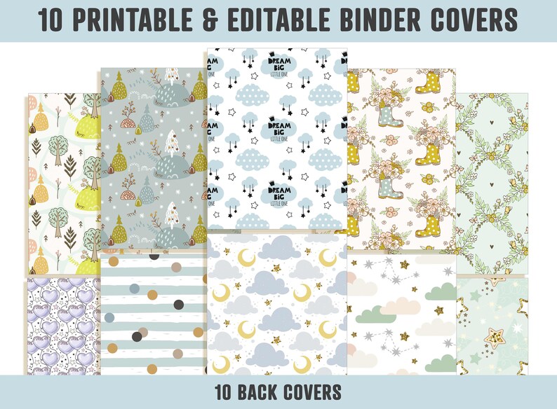 Binder Cover Printable Editable 10 Coversspines Binder - Etsy