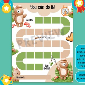Printable Bear Reward Chart for Kids, Encouraging Positive Behavior ...
