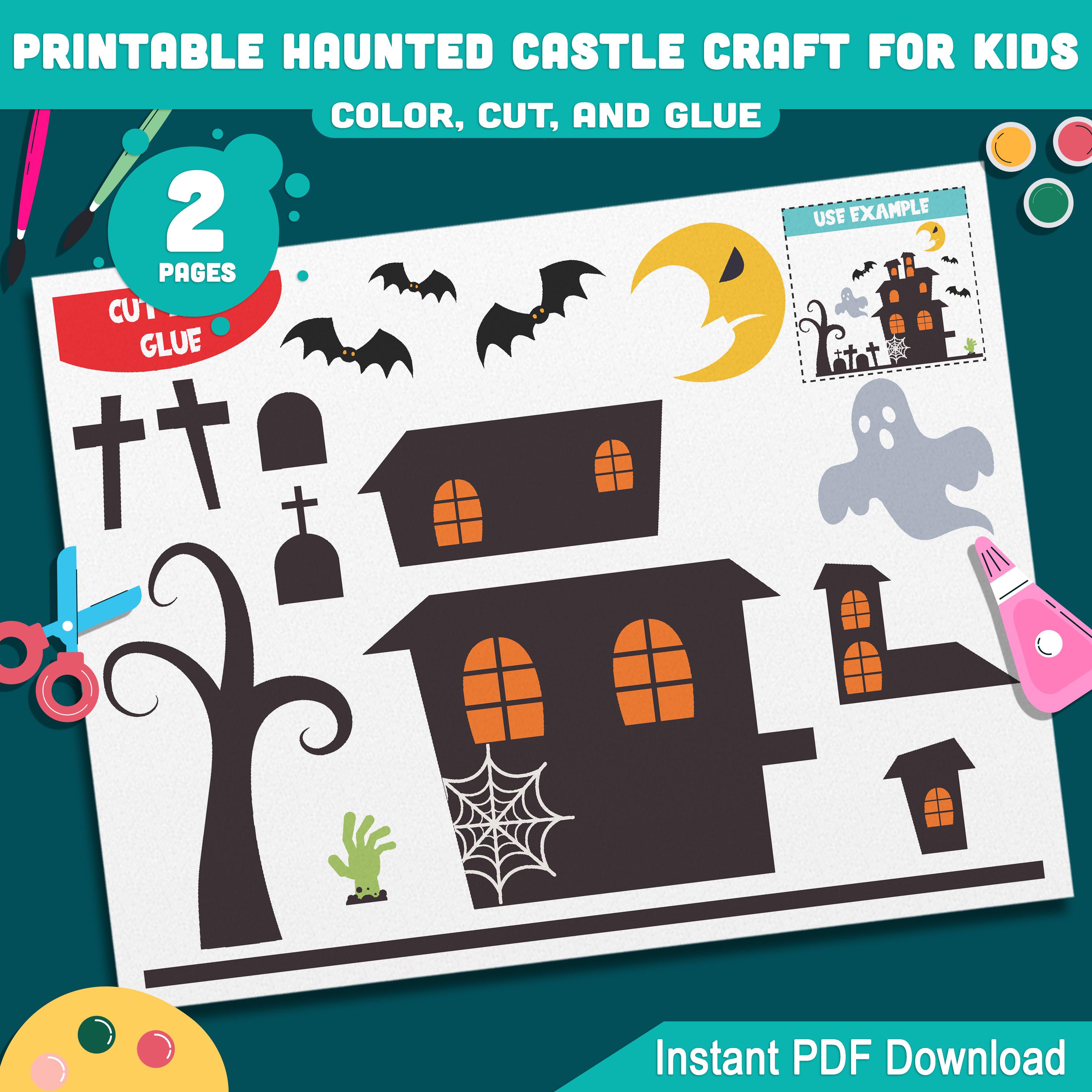 Printable Haunted Castle Paper Craft for Kids, October Halloween ...