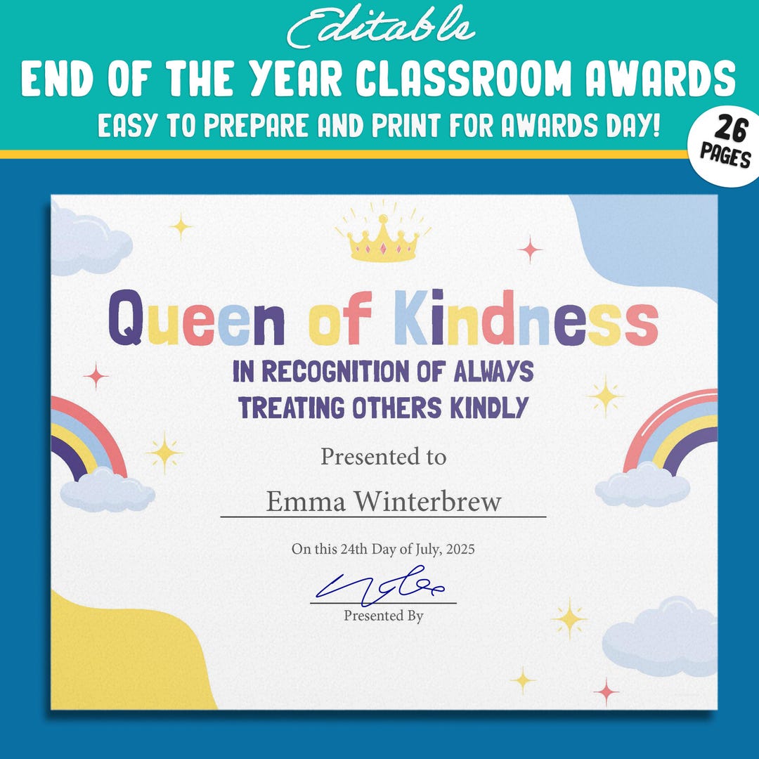 26 Editable Classroom Awards - End of the Year Awards - Student ...
