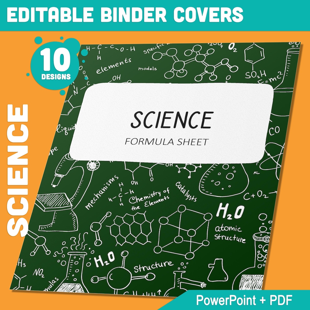 10 Editable Science Pattern Binder Covers, Includes 1", 1.5", 2" Spines ...