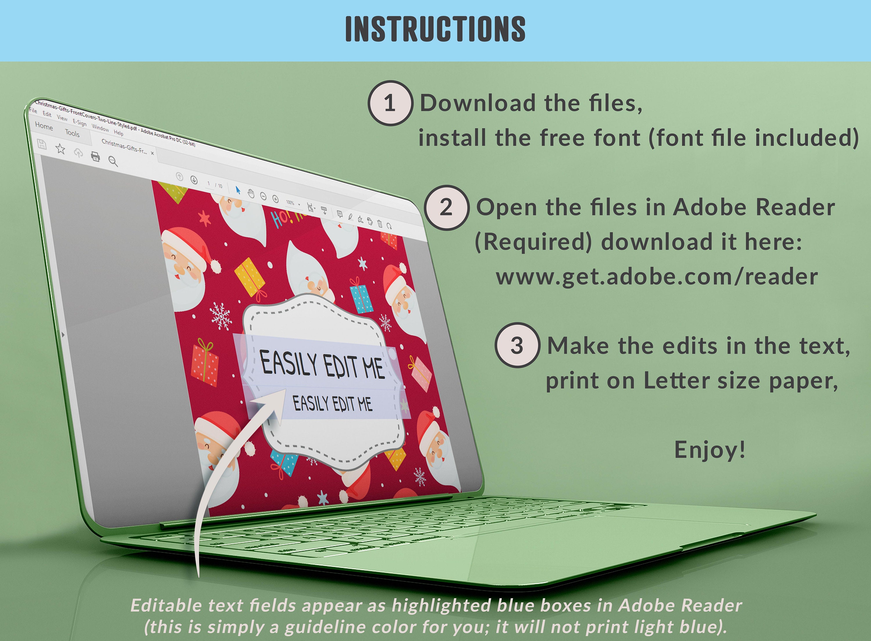 Christmas Gifts Santa Snowmen Candy Binder Cover, 10 Printable/editable ...