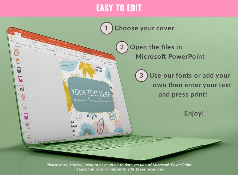 Powerpoint Binder Covers, 10 Printable/editable Abstract Floral Covers ...