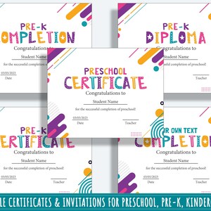 Editable Preschool Completion Certificates, End of the Year Diplomas ...
