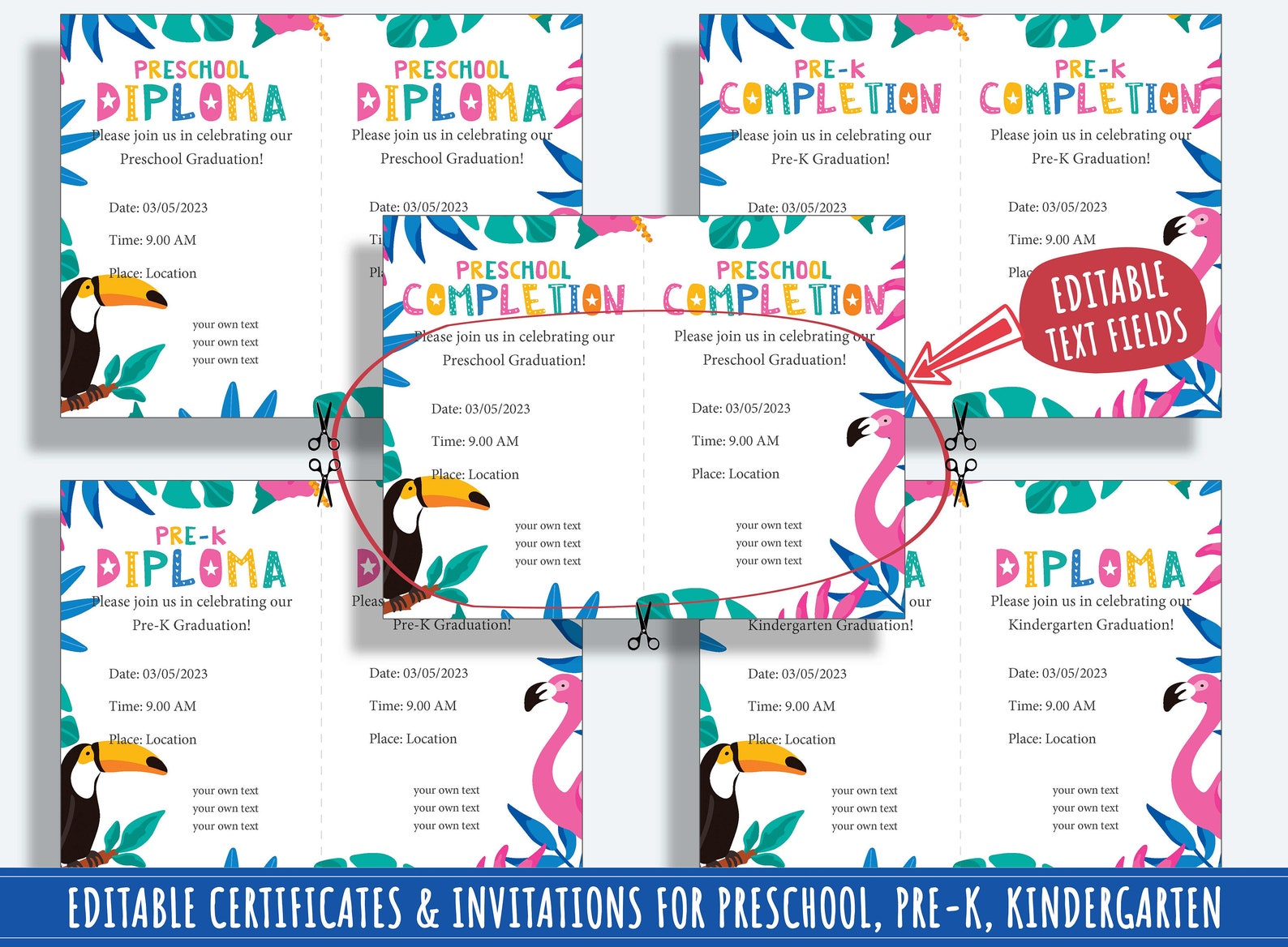 Preschool Graduation Diploma, Editable End of Year Diplomas ...