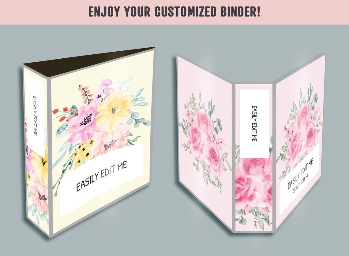 Flower Binder Cover 10 Printable & Editable Binder - Etsy