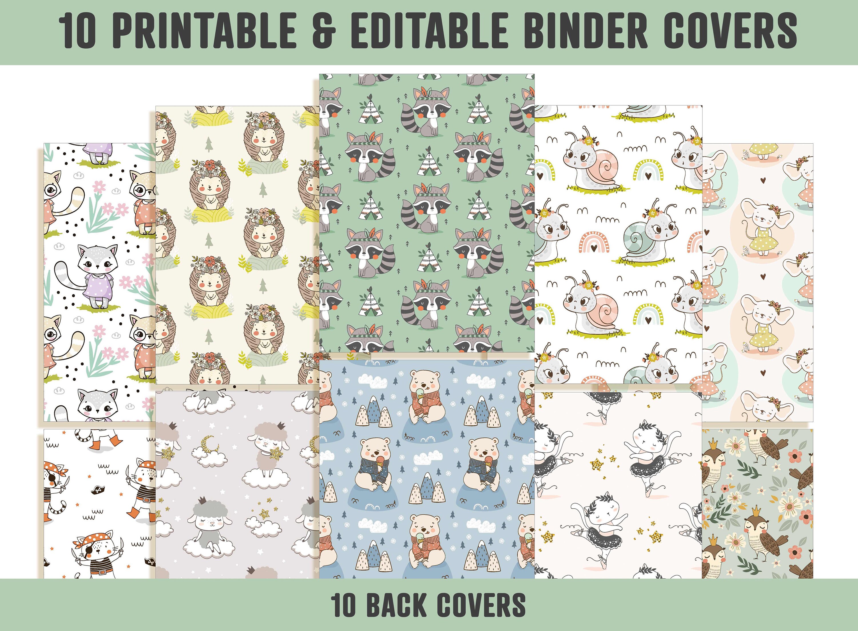 Animal Binder Cover, 10 Printable & Editable Coversspines, Binder ...