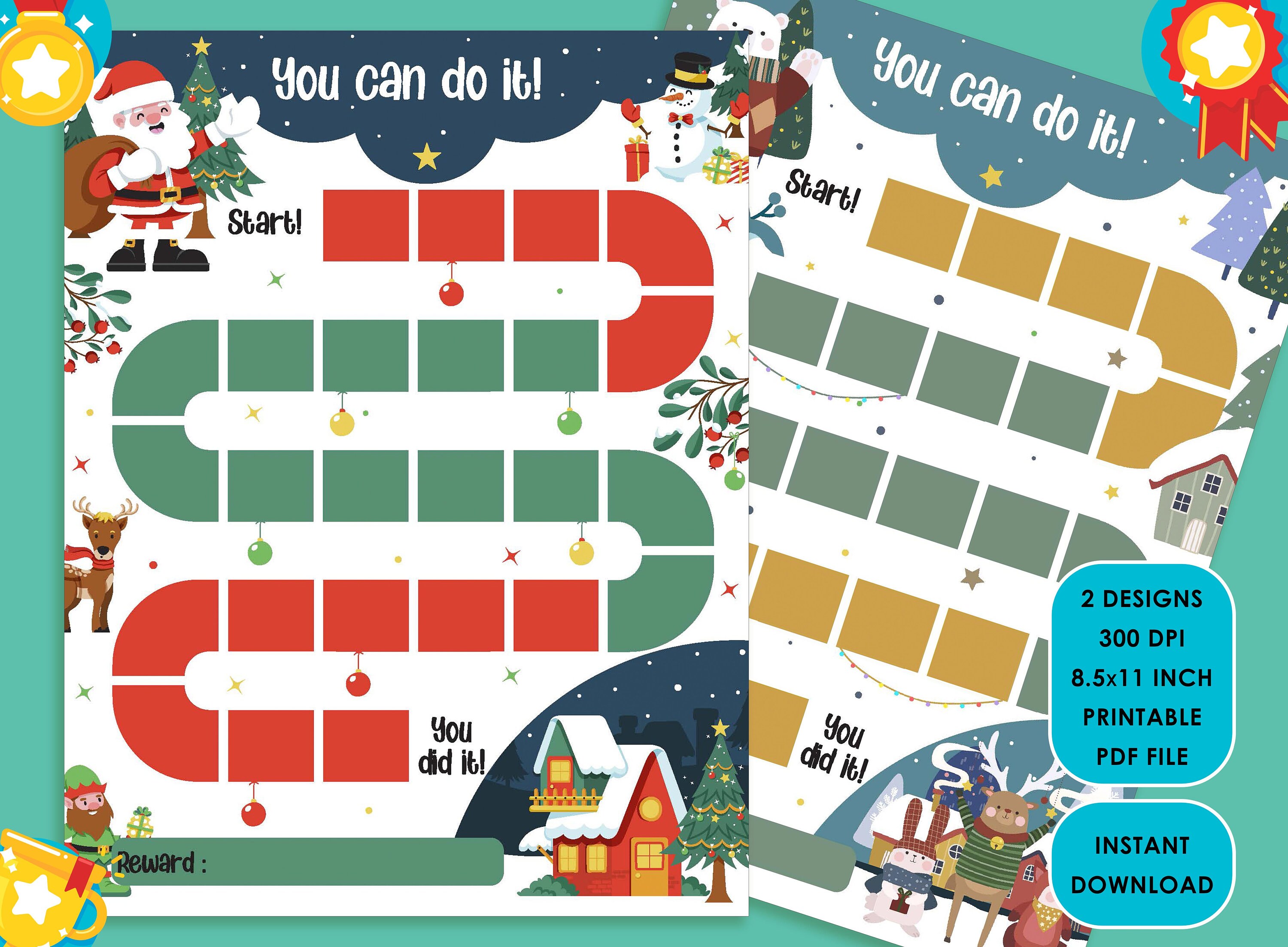 Printable Christmas Reward Chart Santa Claus/winter/snowman - Etsy