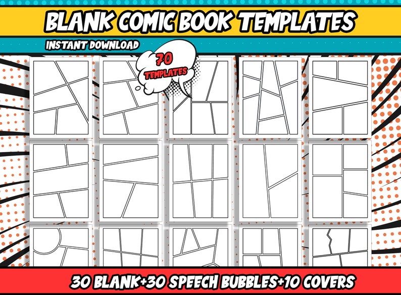 70 Comic Strip Templates, Create Your Own Comic Book, Includes: 30 ...
