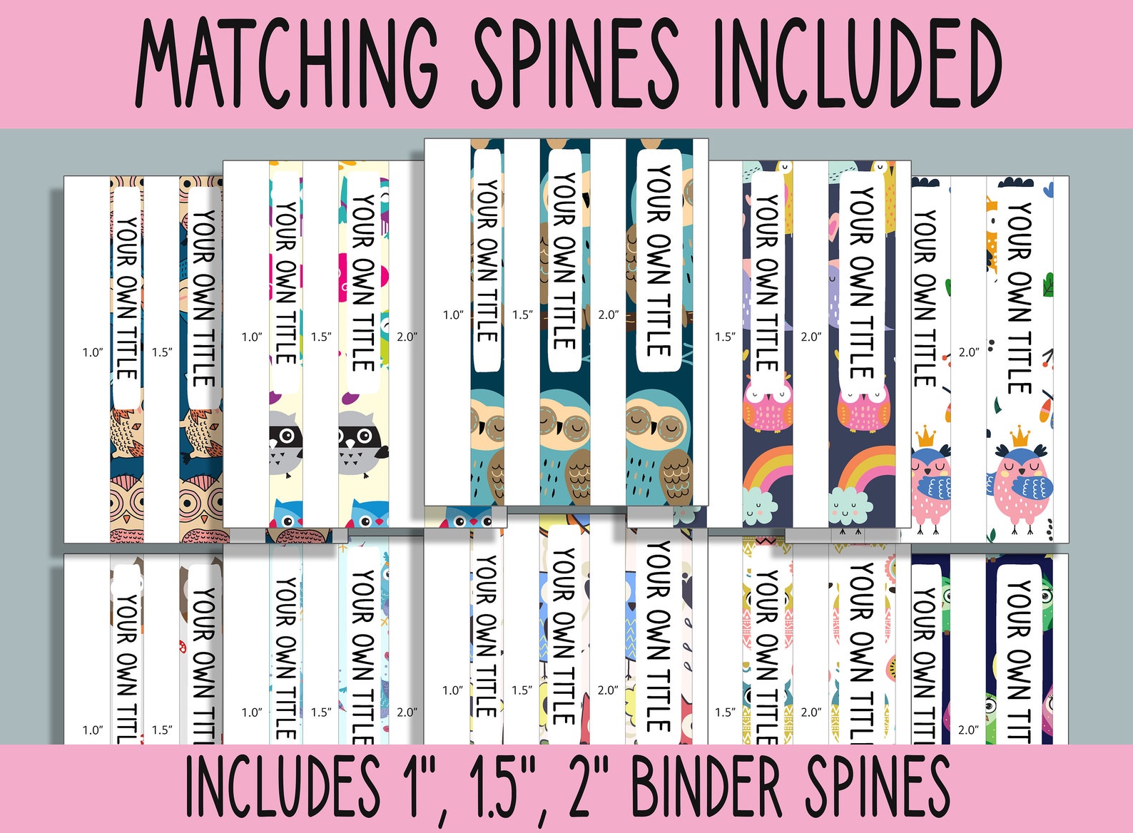 10 Editable Cute Owl Binder Covers Includes 1 1.5 2 - Etsy